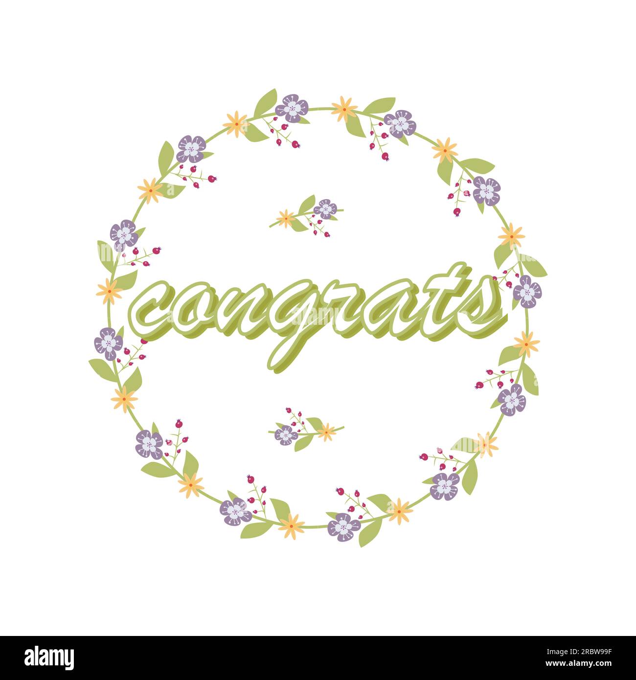congratulations written in the center of a circle of flowers Stock ...