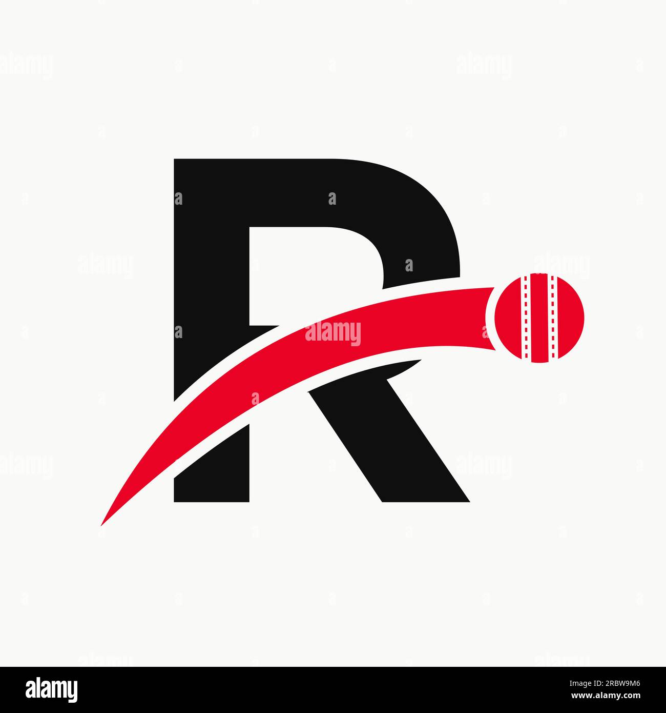 Cricket Logo On Letter R With Moving Cricket Ball Icon. Cricket Ball ...