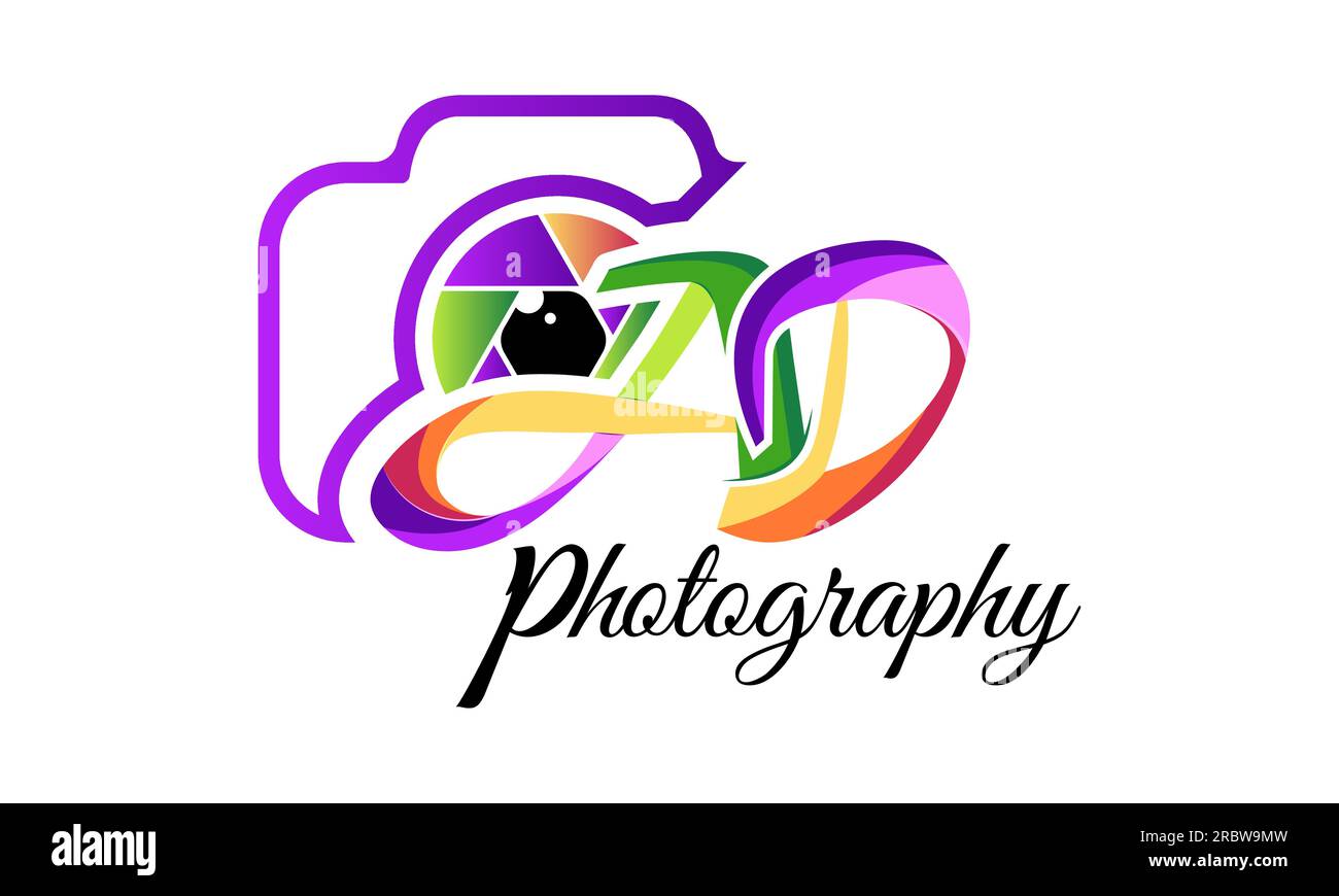 Letter AD colorful initial logo design with camera. AD Logo photography ...