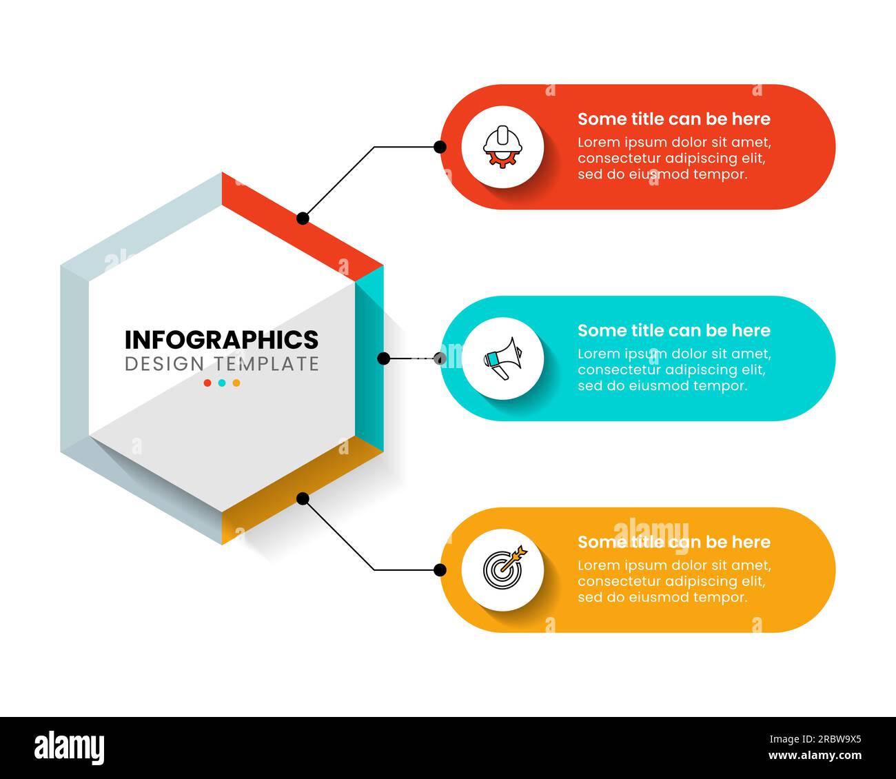 Infographic template with icons and 3 options or steps. Hexagon. Can be ...