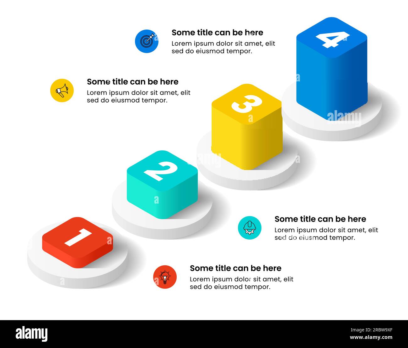 Infographic template with icons and 4 options or steps. Isometric columns. Can be used for ...