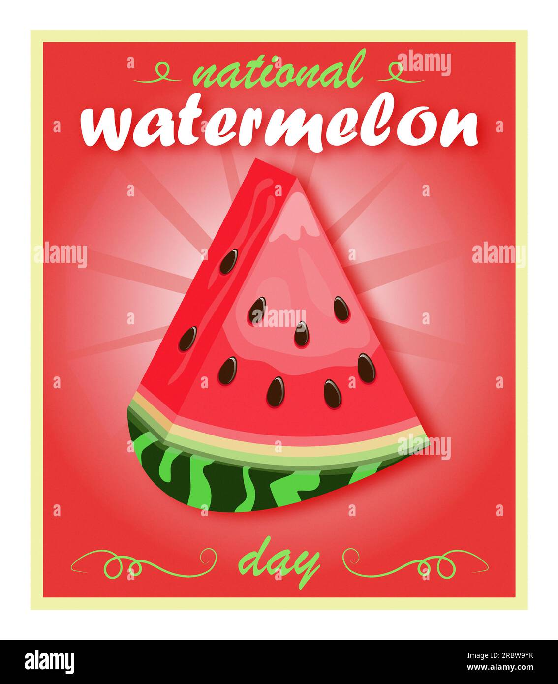 poster a piece of watermelon on a red background Stock Vector Image ...