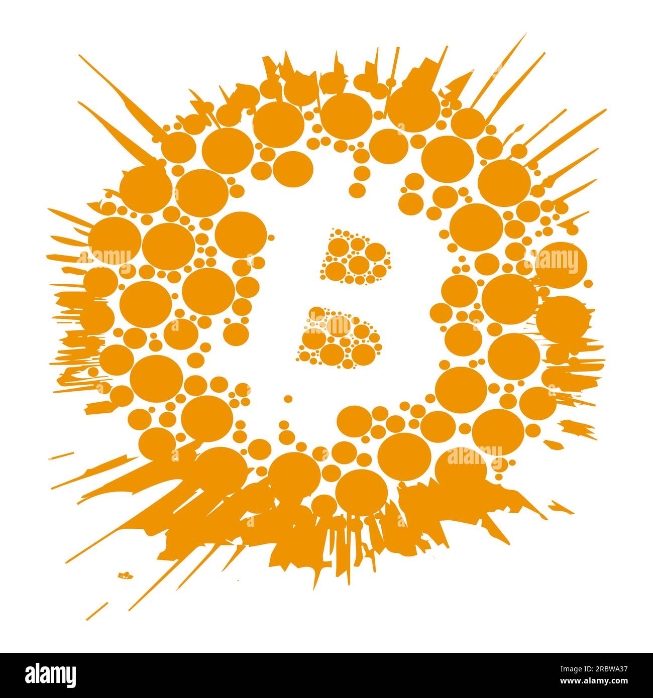 Silhouette Bitcoin BTC token symbol with explosive filled with circles ...