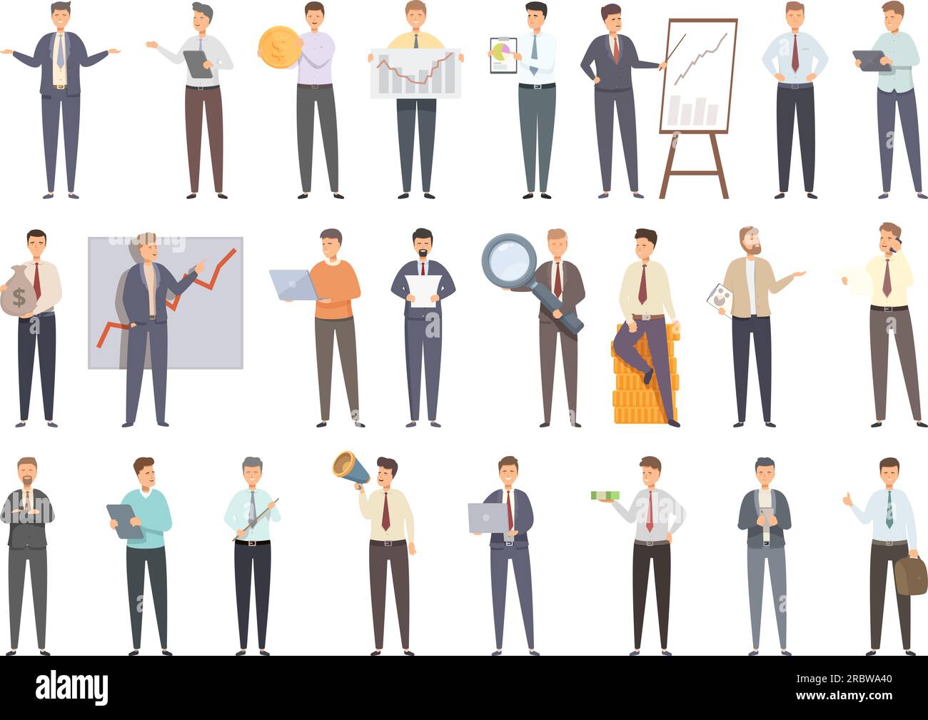 Economist icons set cartoon vector. Office bank. Business strategy ...