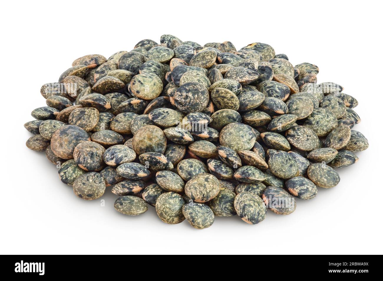 raw french green lentils isolated on white background with full depth of field Stock Photo - Alamy