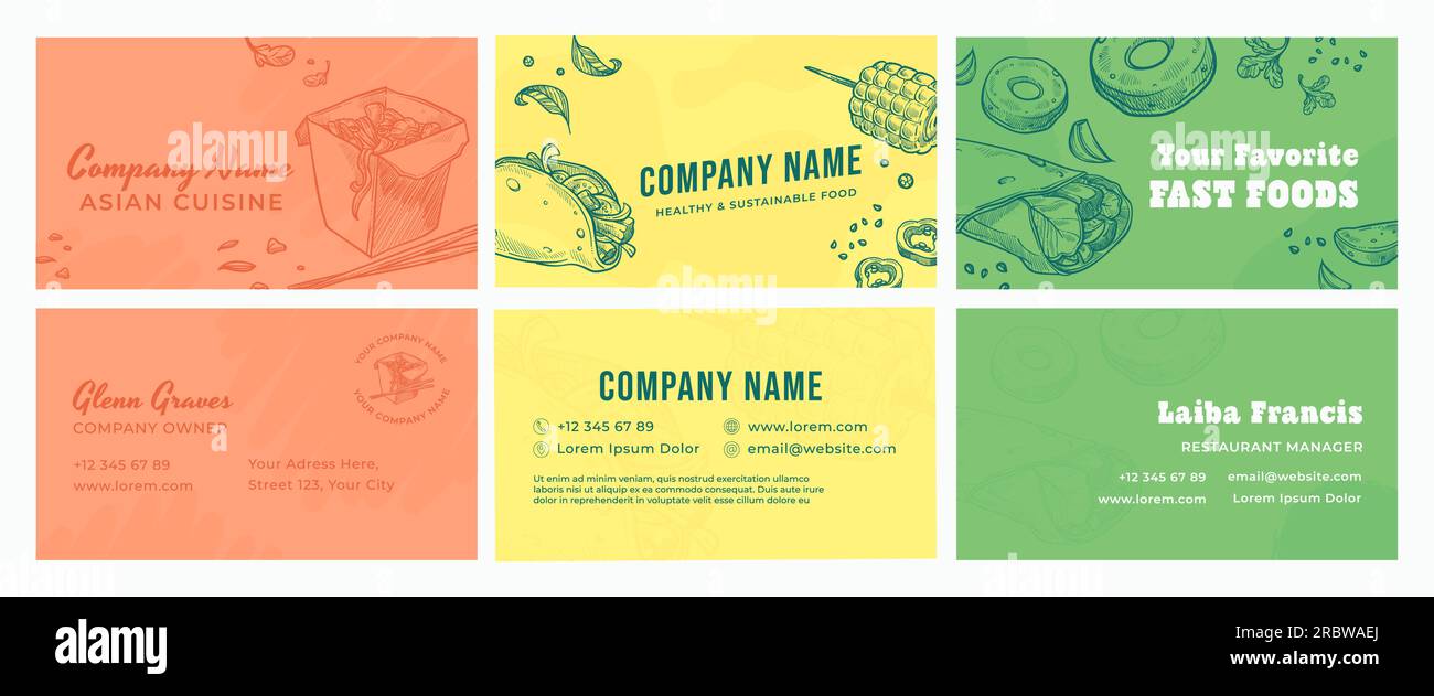 Business card set design for fast food restaurant Stock Vector Image ...