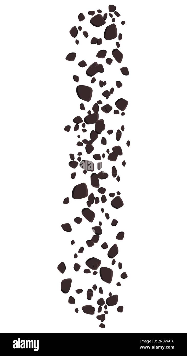 Falling brown stones or ground isolated on white. Vector clipart Stock ...
