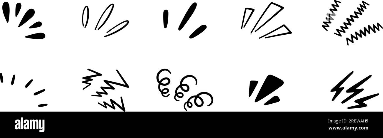 Doodle radial line rays. Hand drawn round corner shine. Sunburst ...