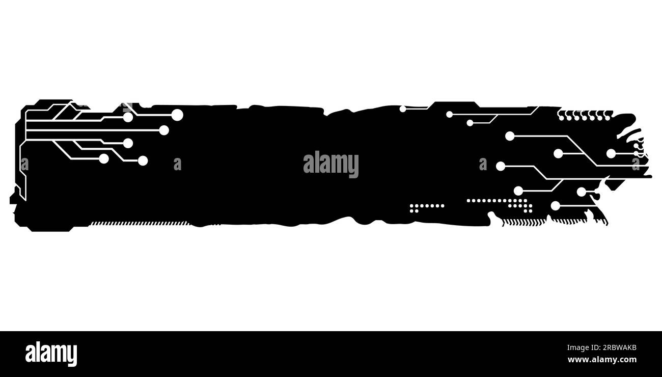 Rectangular design element silhouette in tech style isolated on white ...