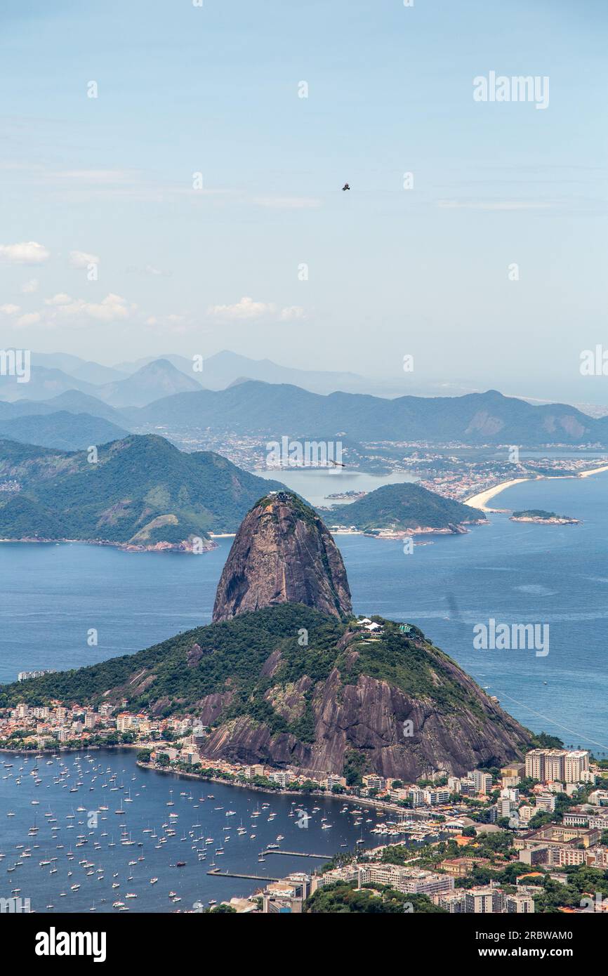 Outlook from the Christ the Redeemer statue over Rio de Janeiro with ...