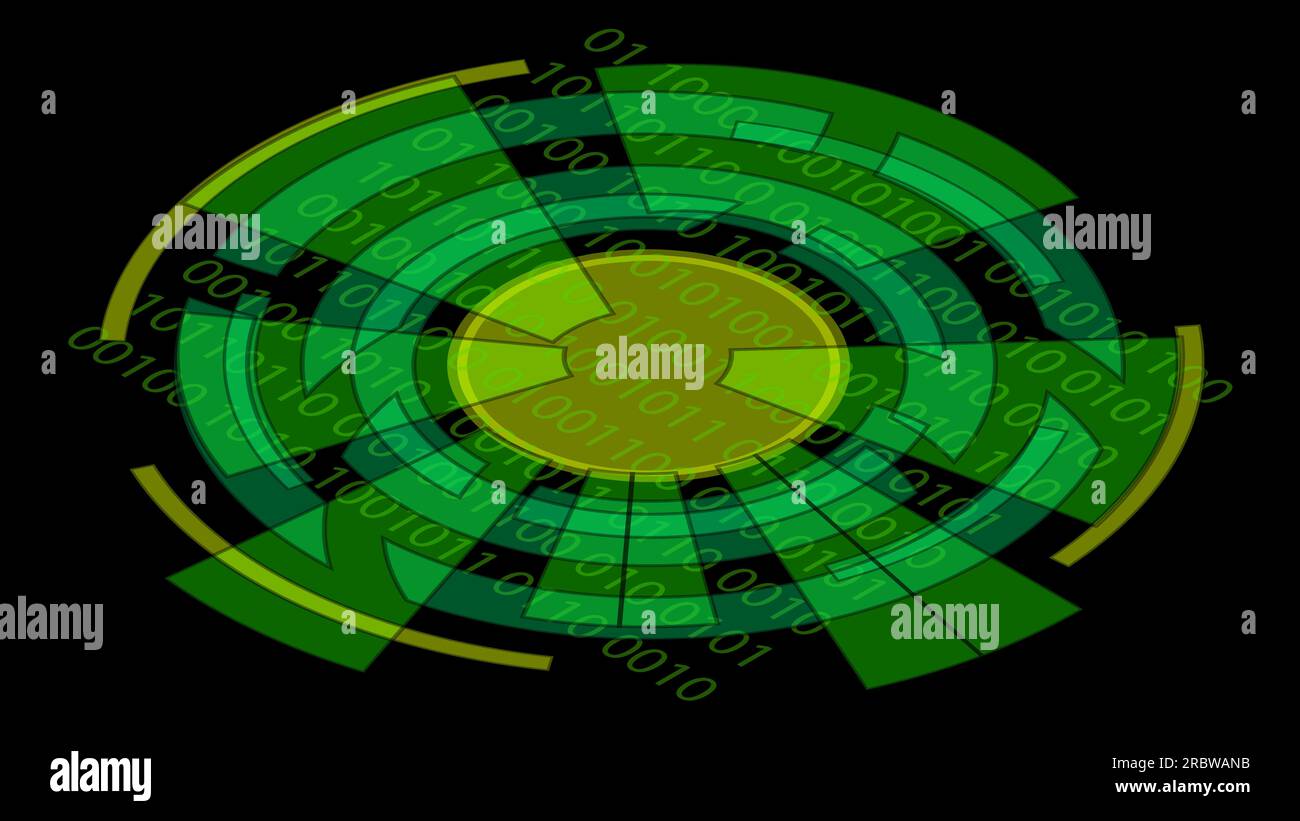 Isometric digital eye with numbers isolated on black background ...