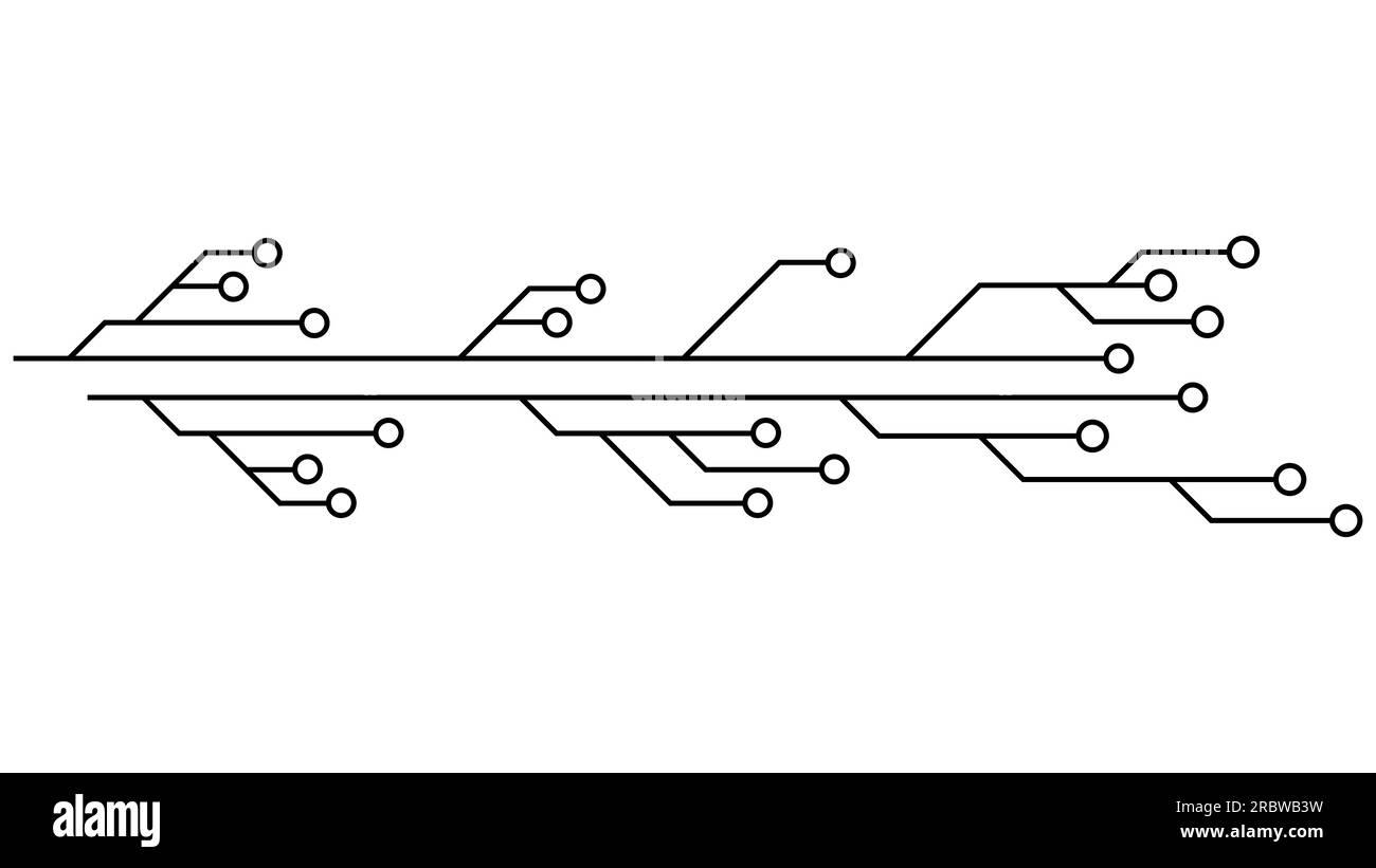 Printed circuit board PCB tracks isolated on white background ...