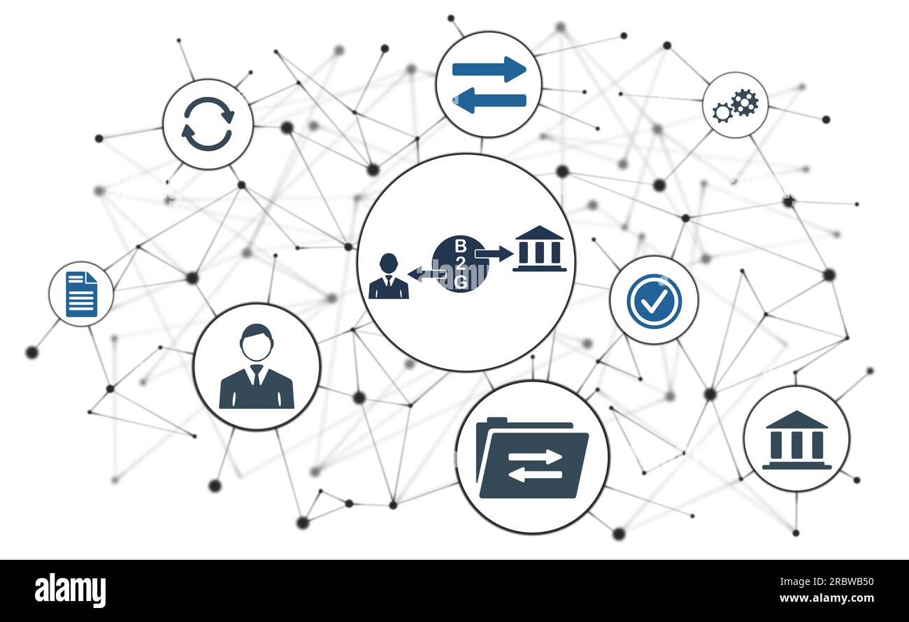 Concept of b2g with connected icons Stock Photo - Alamy