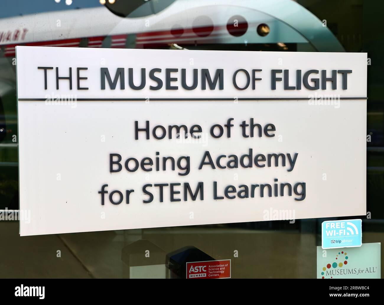 Sign at the entrance to the Museum of Flight Home of the Boeing Academy ...