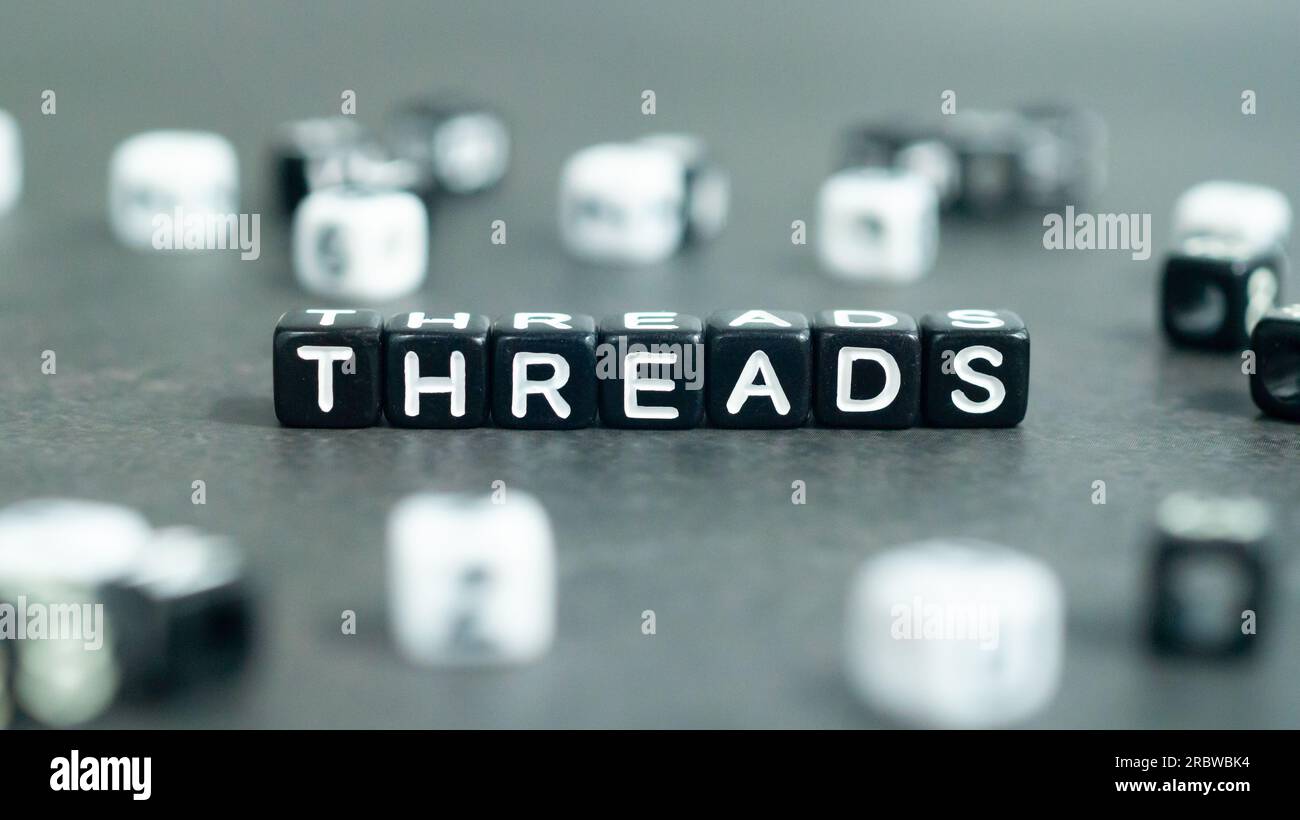 Threads word in black block bead letters. Social media concept Stock ...