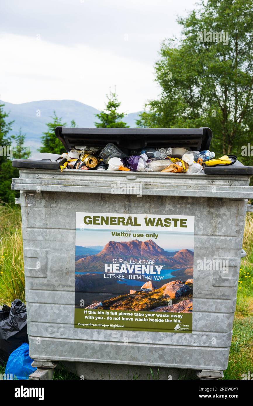 Overflowing waste bins, Highland, Scotland, UK Stock Photo - Alamy