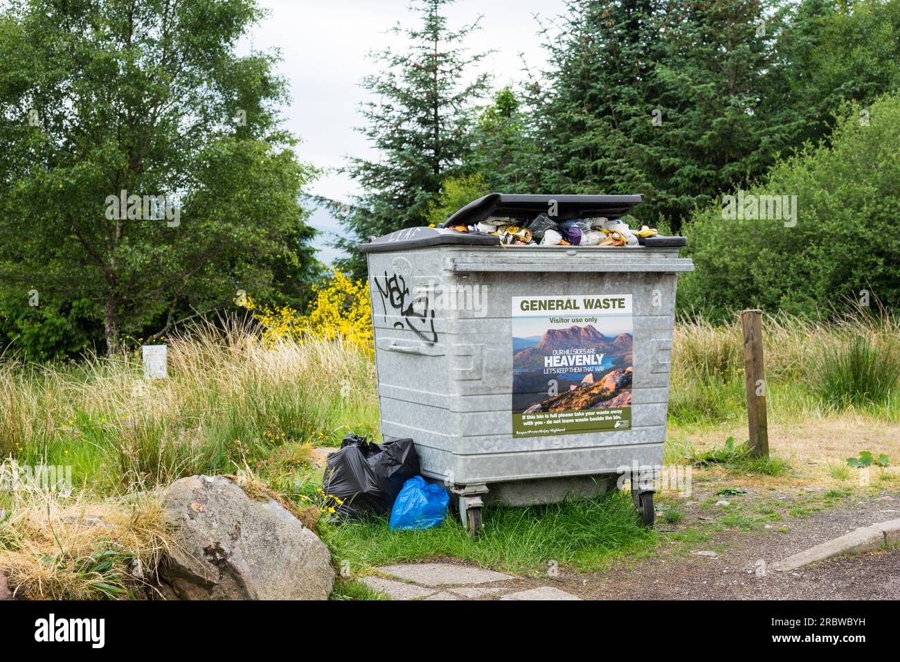Overflowing waste bins, Highland, Scotland, UK Stock Photo - Alamy