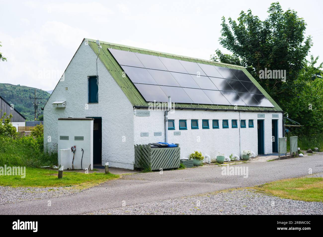 Solar Panels on a Campsite Shower and Toilet Block, Highland Scotland ...