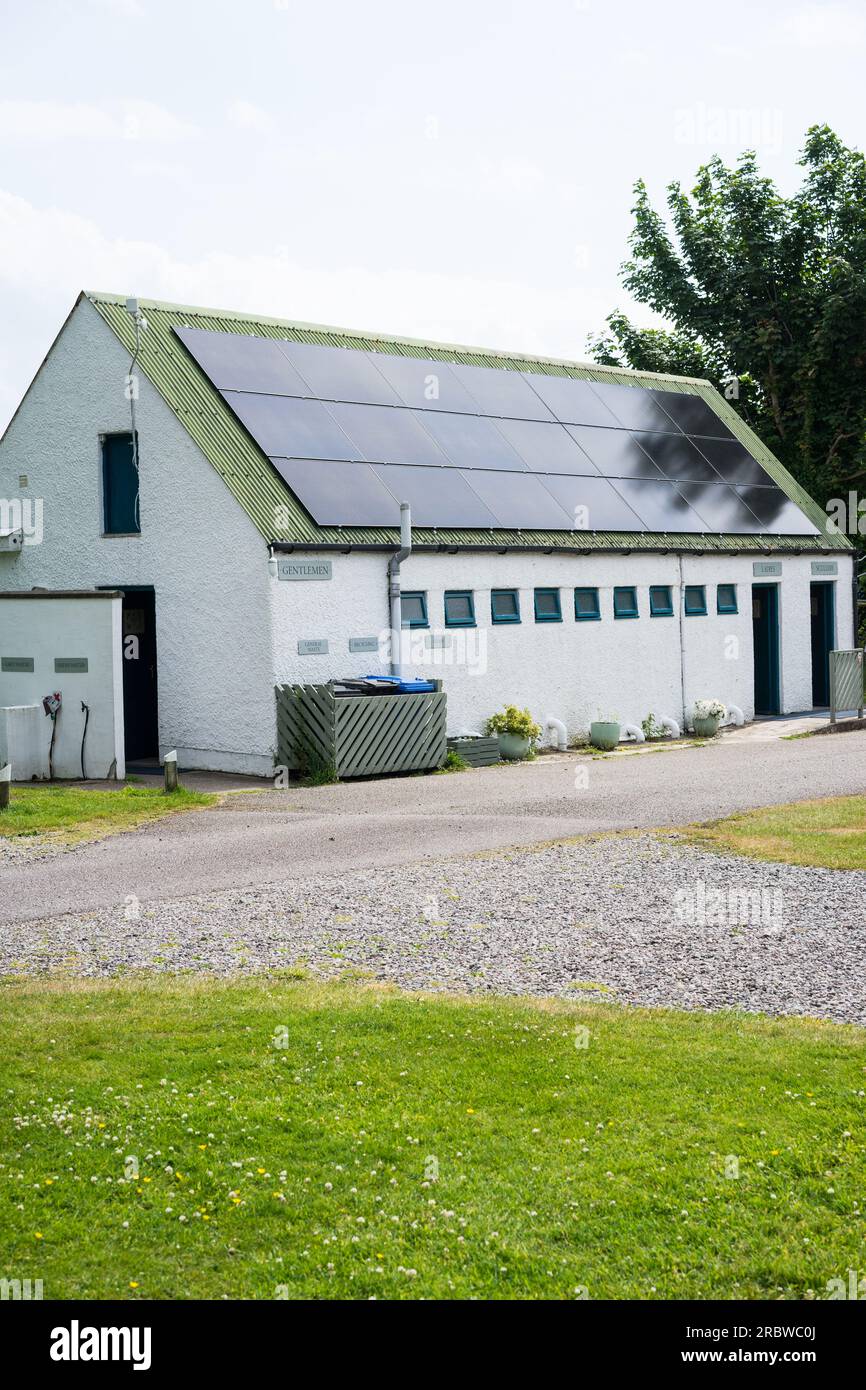 Solar Panels on a Campsite Shower and Toilet Block, Highland Scotland ...