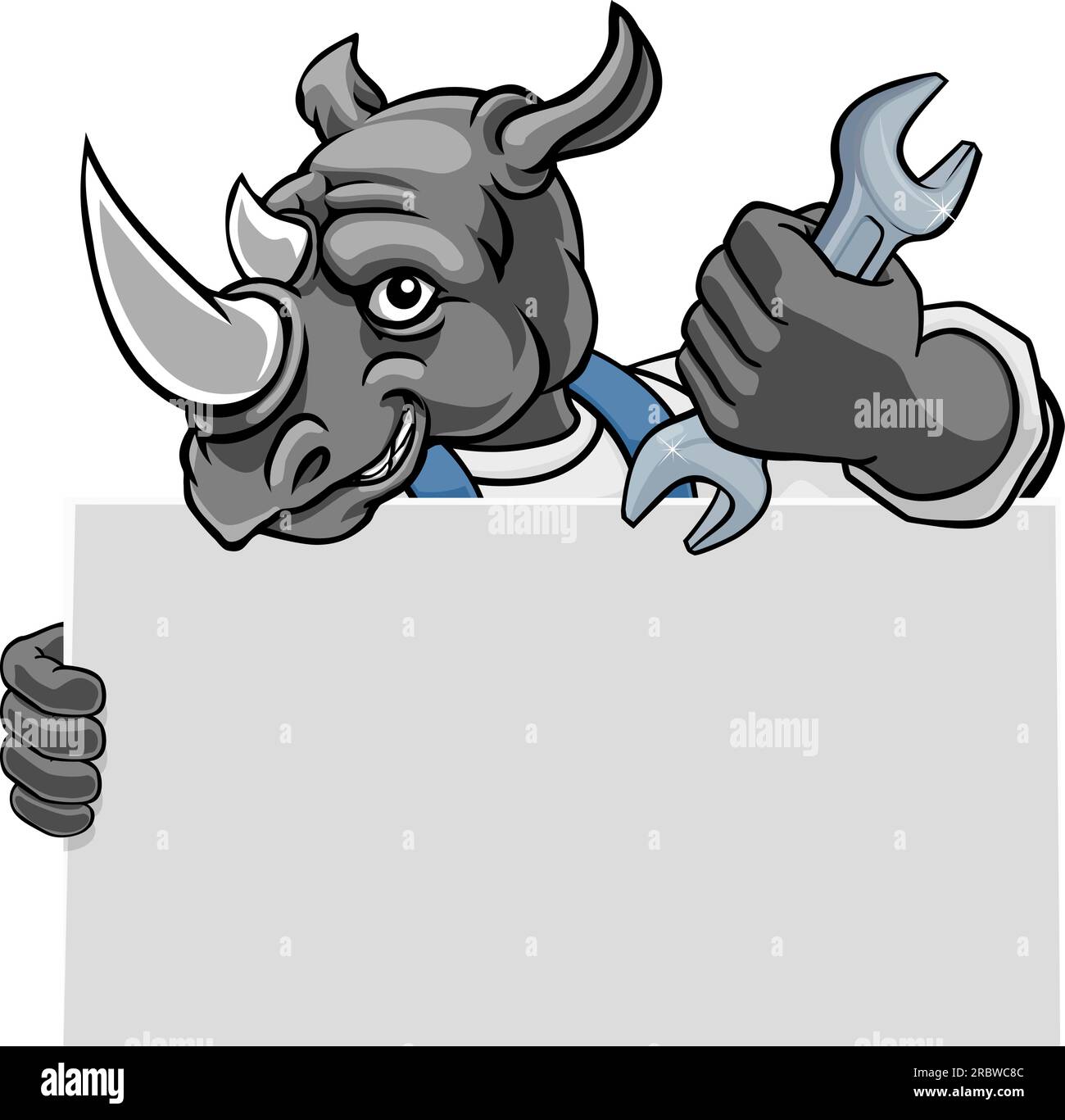 Rhino Mechanic Plumber Spanner Wrench Handyman Stock Vector Image & Art ...