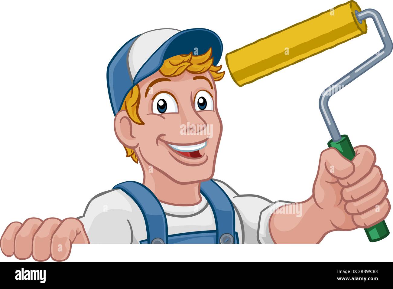 Painter Decorator Paint Roller Cartoon Handy Man Stock Vector Image ...