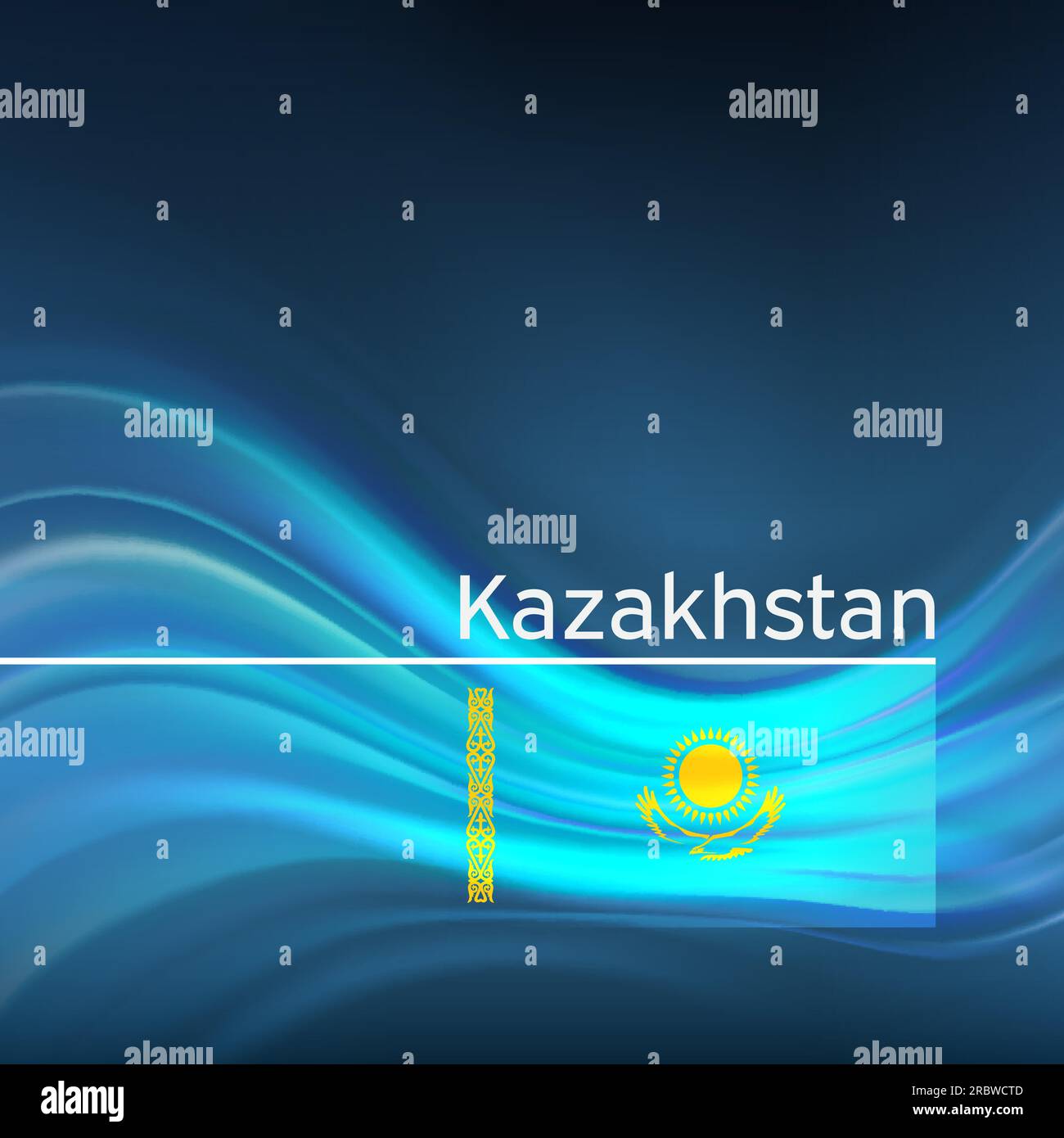 Kazakhstan flag background. Abstract kazakh flag in blue sky. National ...
