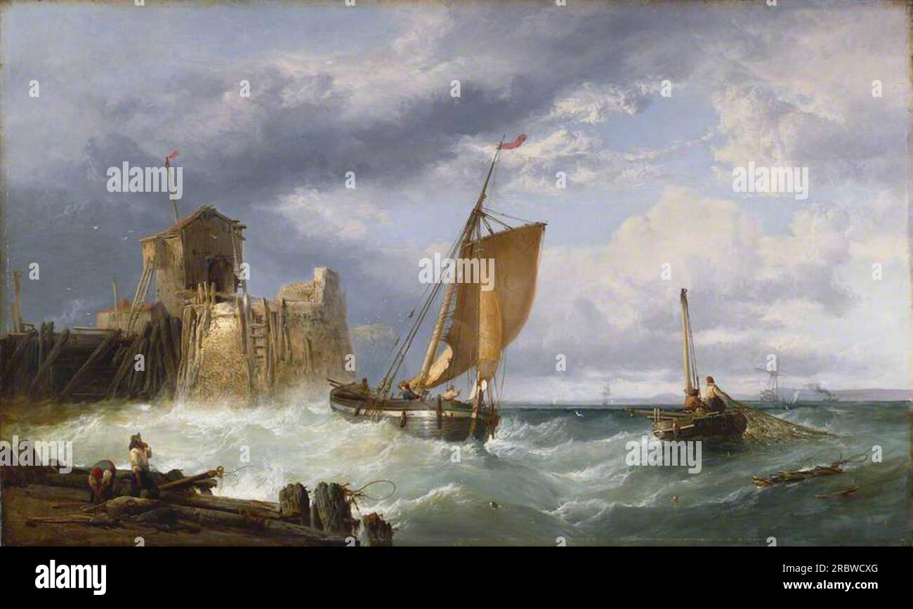 Fishing on a Squally Day 1861 by James Webb Stock Photo - Alamy