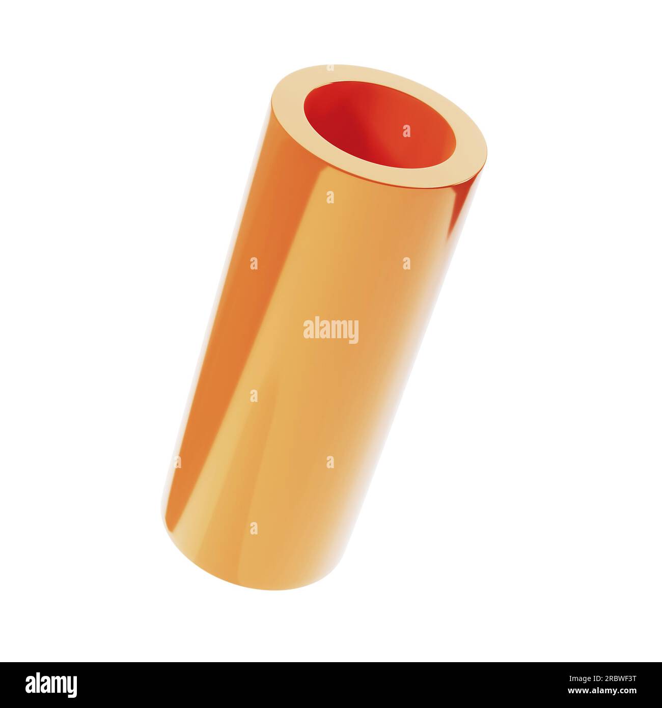 3d shape metallic golden pipe. Realistic geometric glossy gold template ...