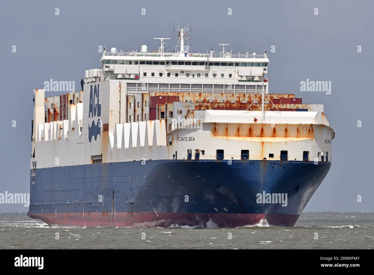 ACL / Grimaldi's ATLANTIC SEA passing Cuxhaven bound for Hamburg Stock ...