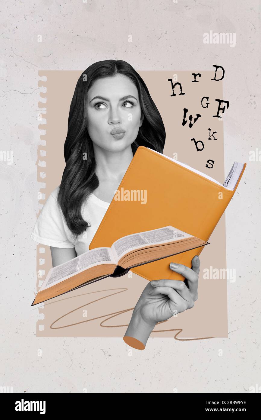 Collage of young diligent student university reader books literature ...