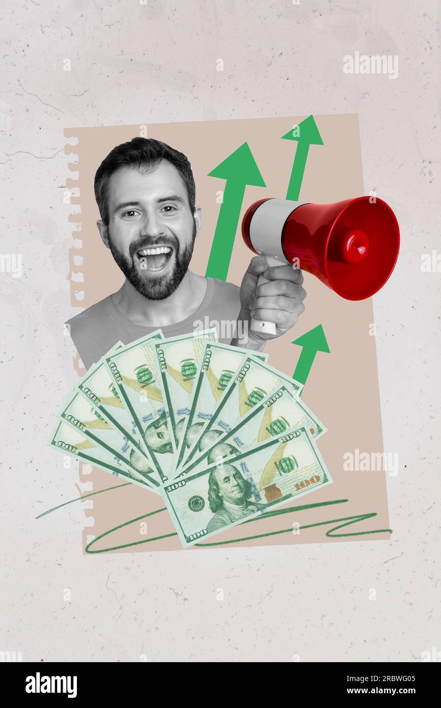 Vertical photo template illustration collage of young businessman ...
