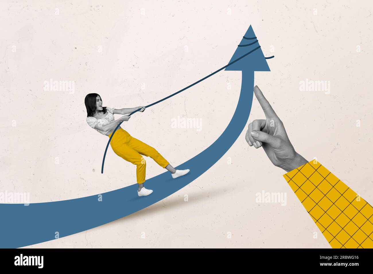 Collage picture of big black white colors arm point finger mini ...