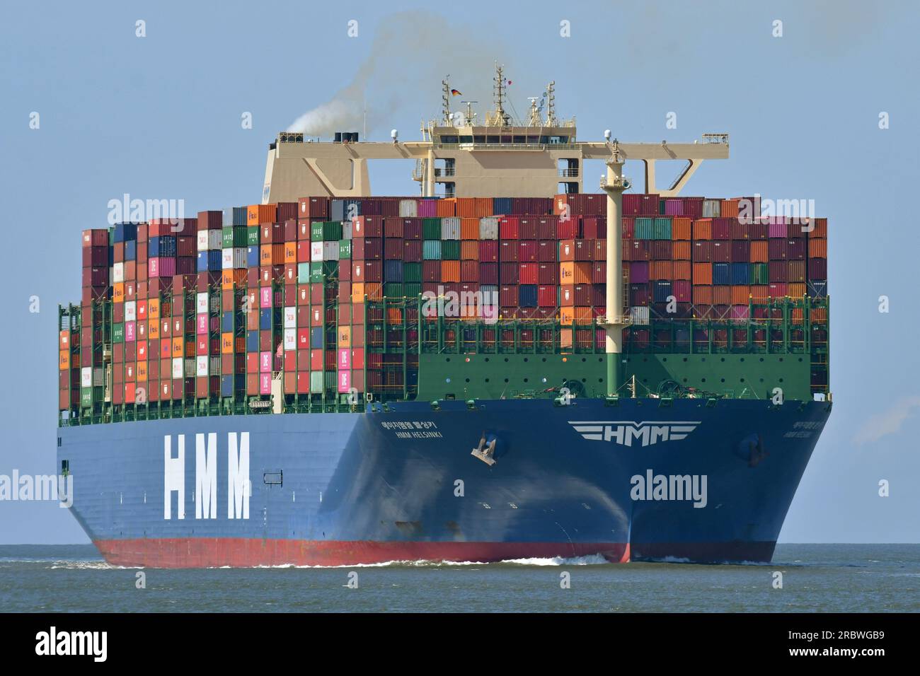 Hyundai's Ultra Large Containership HMM HELSINKI off Cuxhaven. The ...