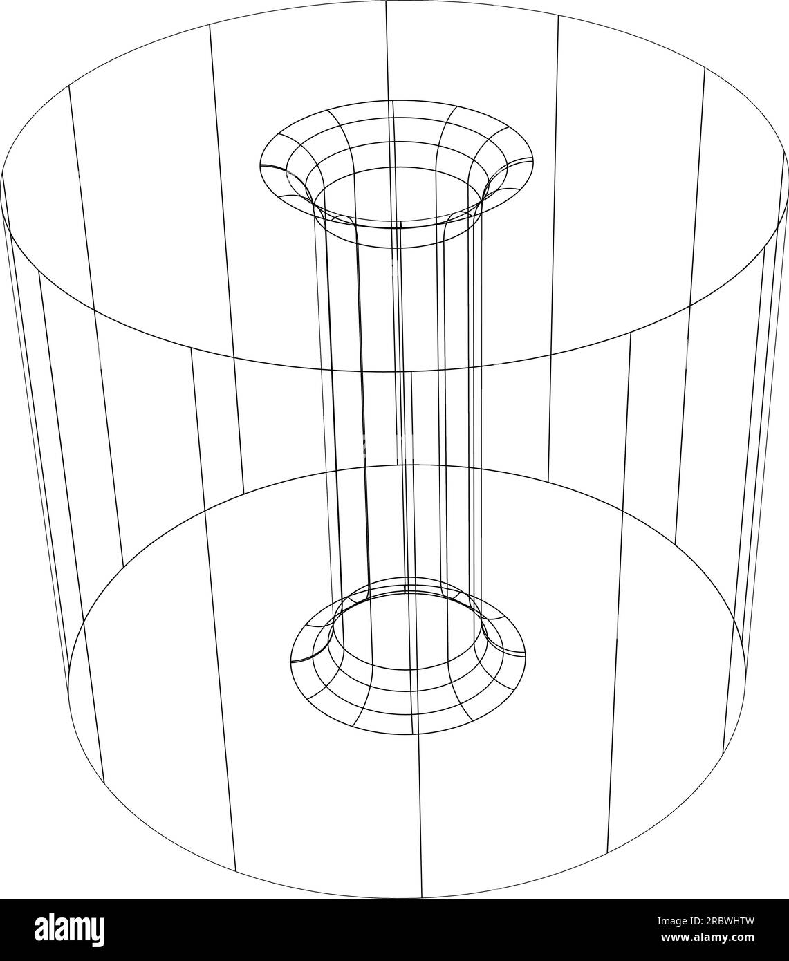 Tech vector wireframe cylinder. 3d Line vector illustration. Isolated ...