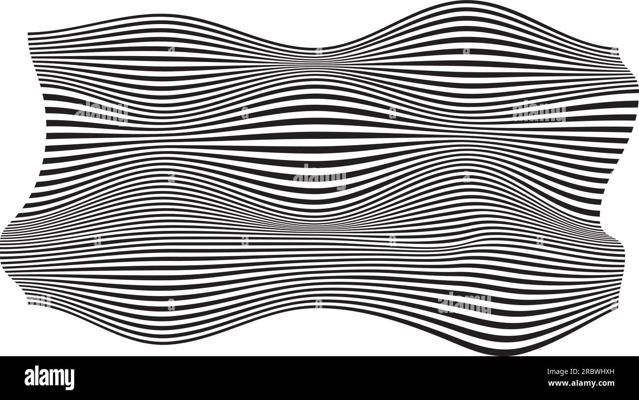 Optical illusion lines background. Abstract 3d black and white wave ...