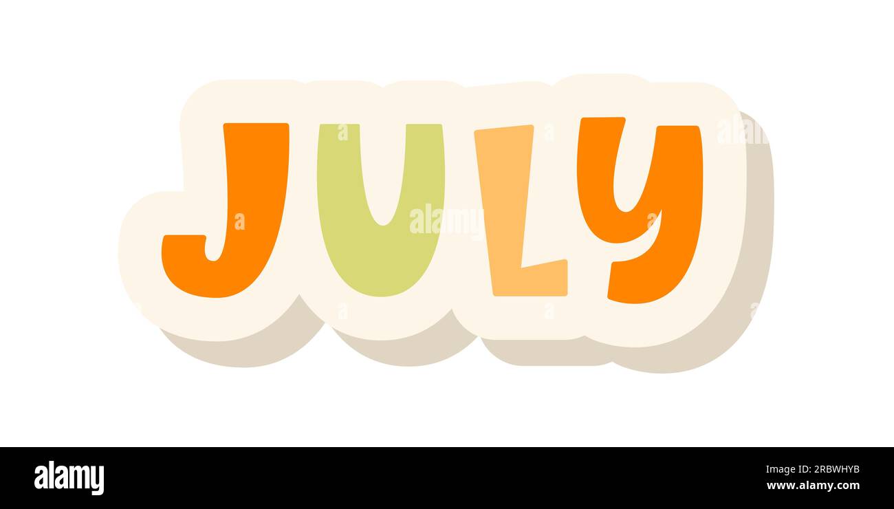 July Lettering Word. Month Planner Sticker Stock Vector Image & Art - Alamy