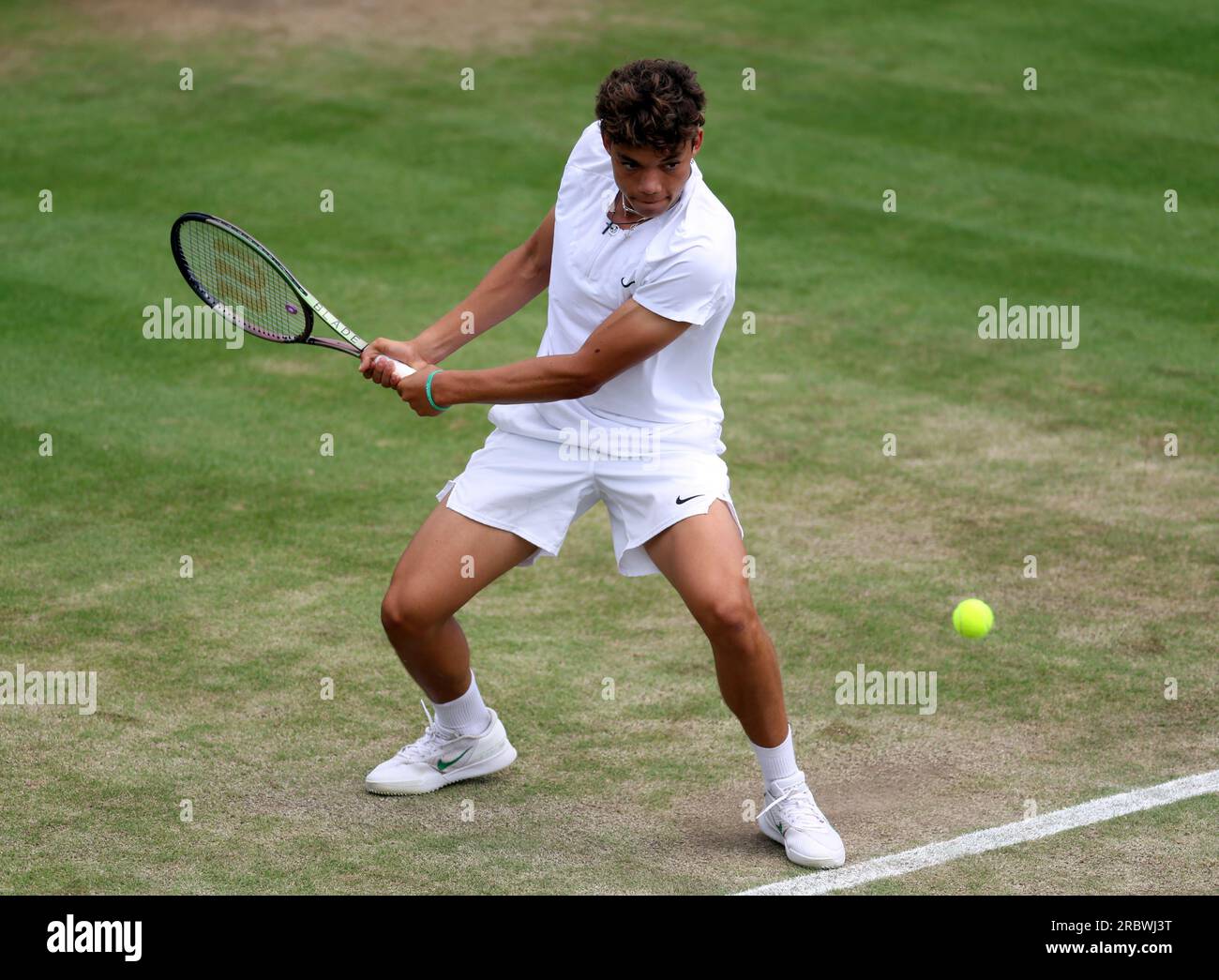 Darwin Blanch in action against Viktor Frydrych (not pictured) on day ...