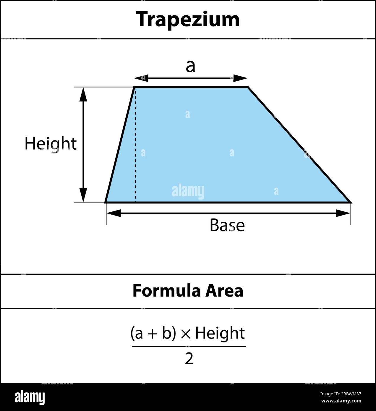 Trapezium Formula Area Geometric Shapes Isolated On White Background
