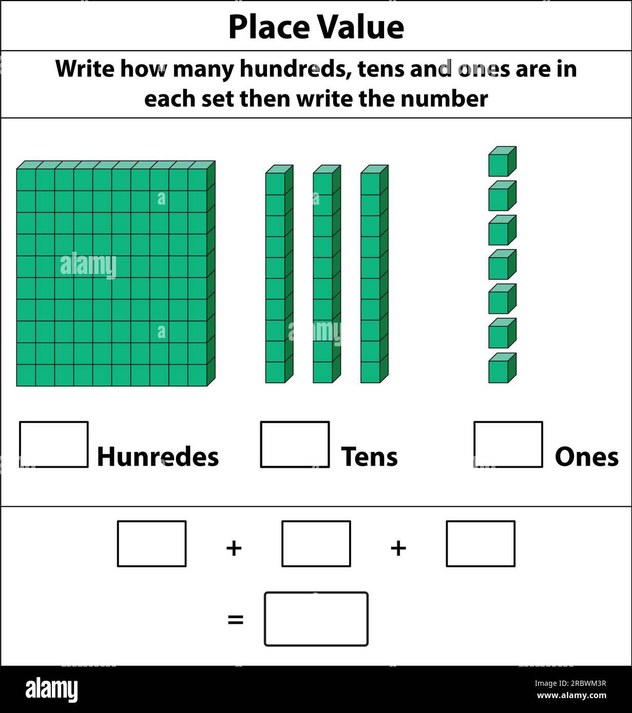 Place Value hundreds tens and ones. 10 blocks. and single blocks ...