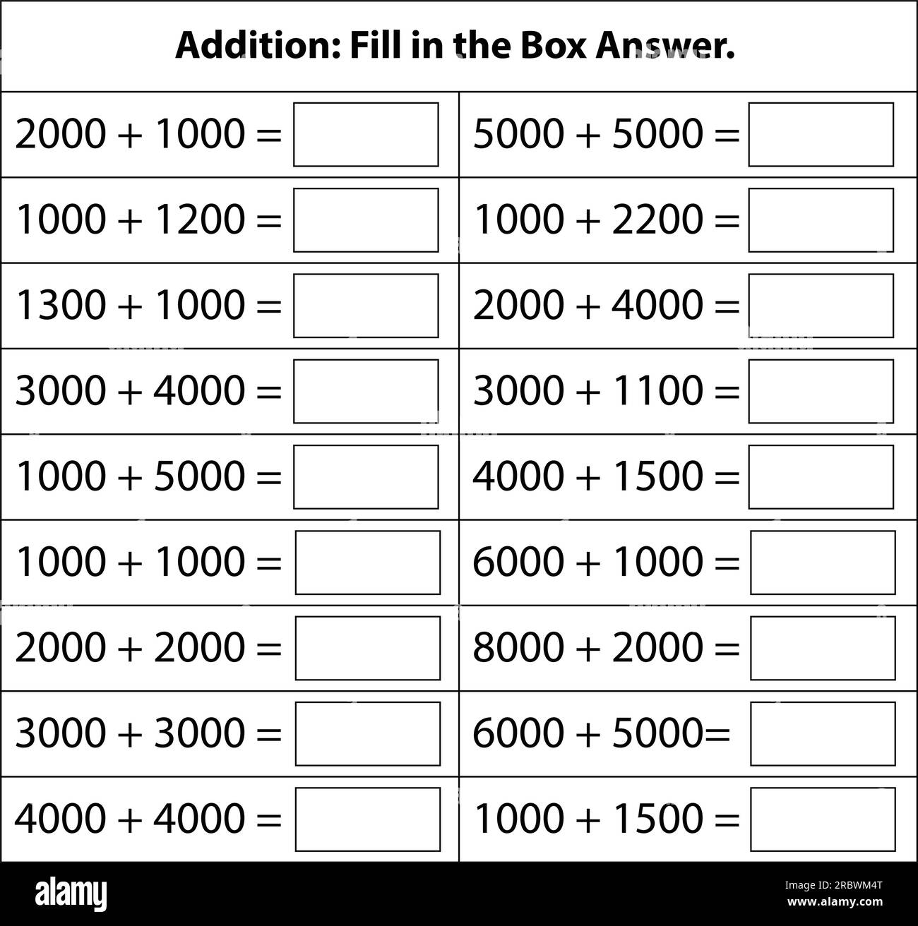 Numbers Addition. Basic kid Math chart for addition operations in ...