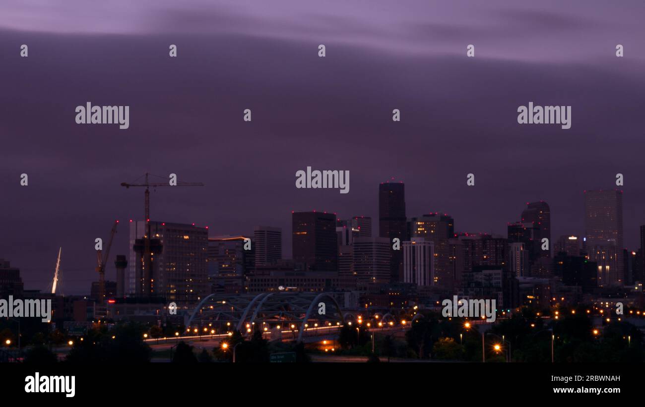 Mile High City of Denver by night Stock Photo - Alamy