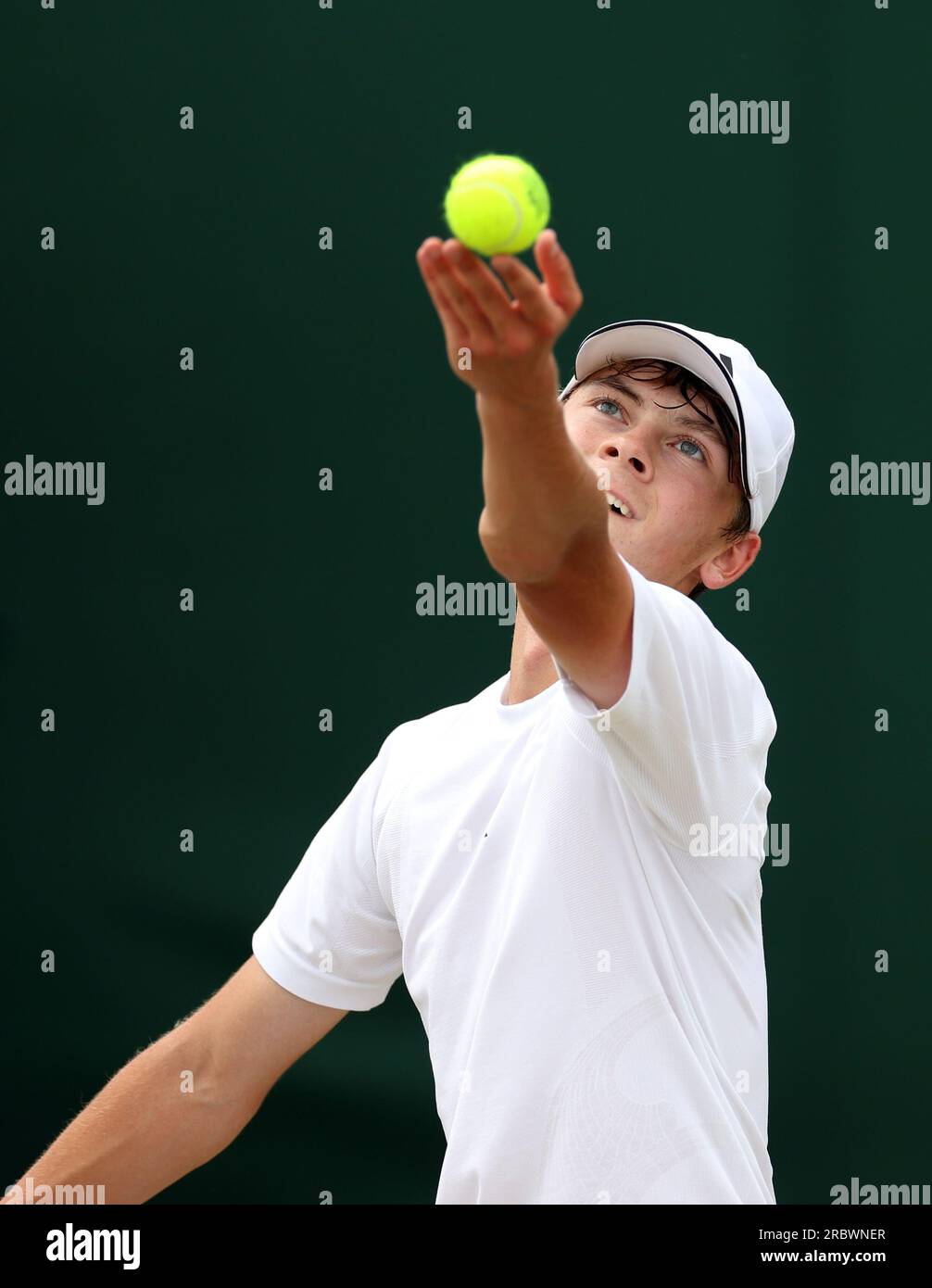 Charlie Robertson serves against Joao Fonseca (not pictured) on day ...