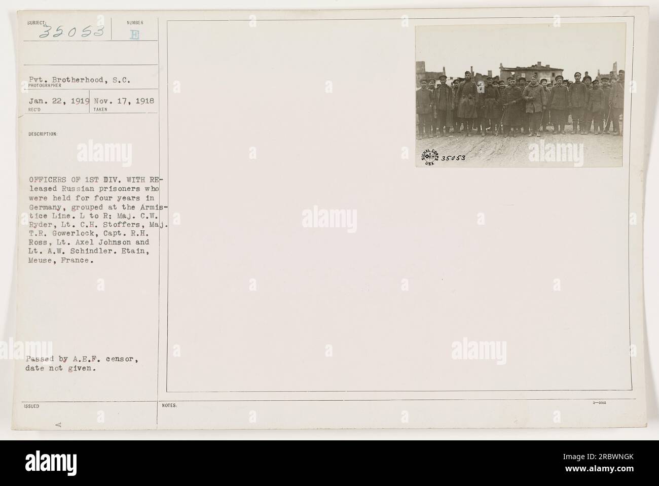 Pvt. Brotherhood, S.C., is pictured alongside officers of the 1st ...