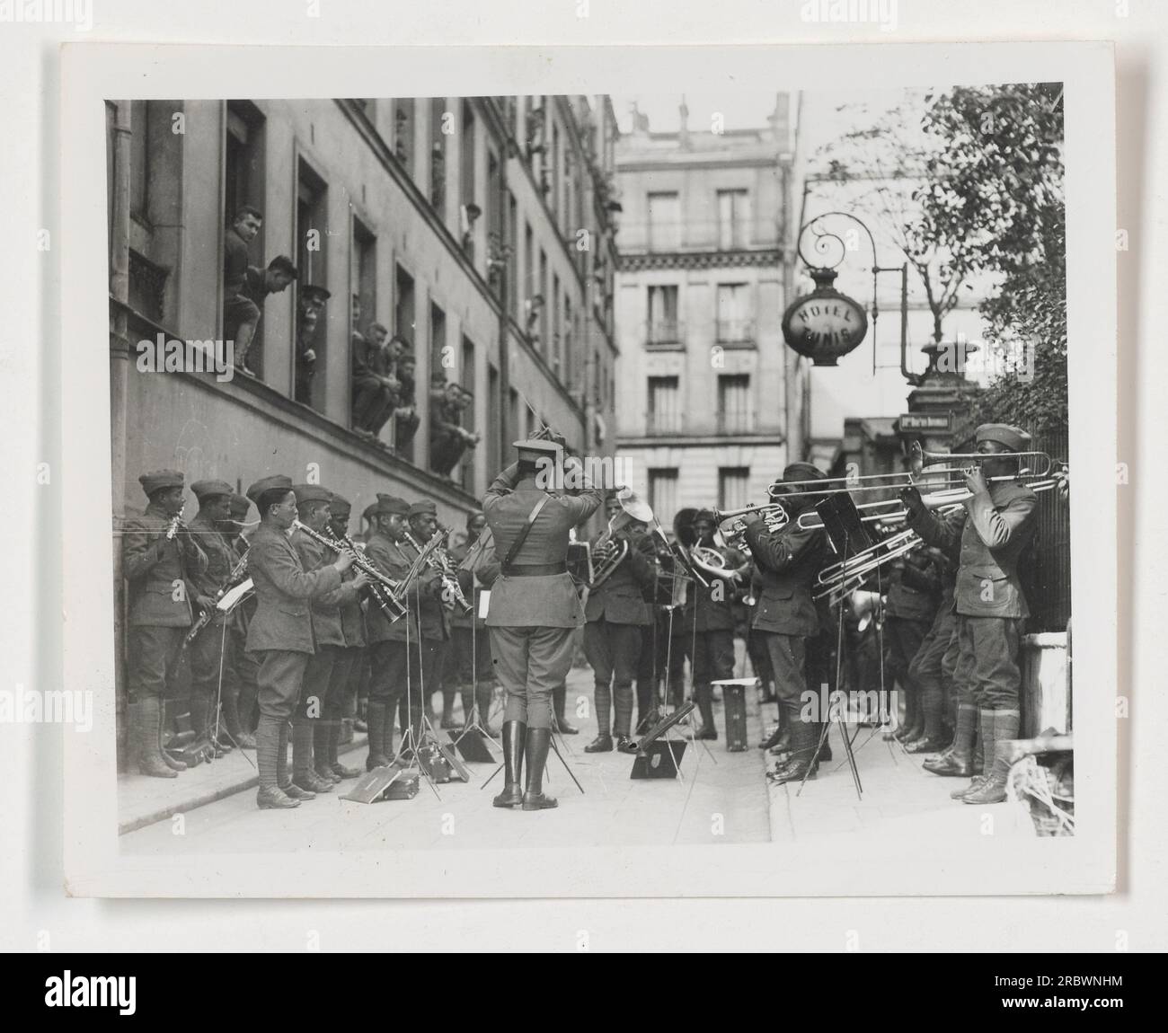 A photograph showing James Reece Europe leading his orchestra, the SINA ...