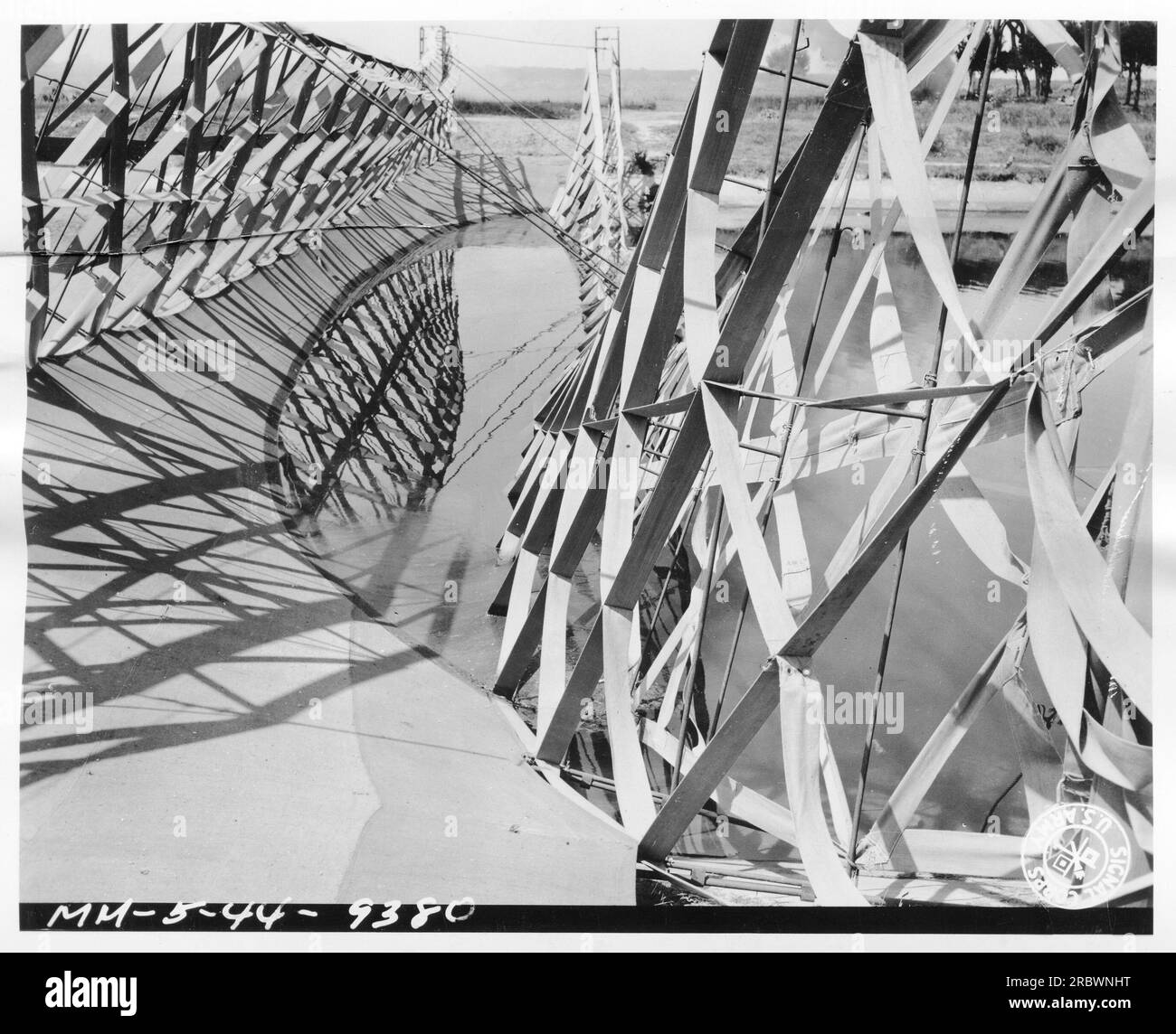 Engineer Camouflage Unit Z constructing a dummy bridge during World War ...