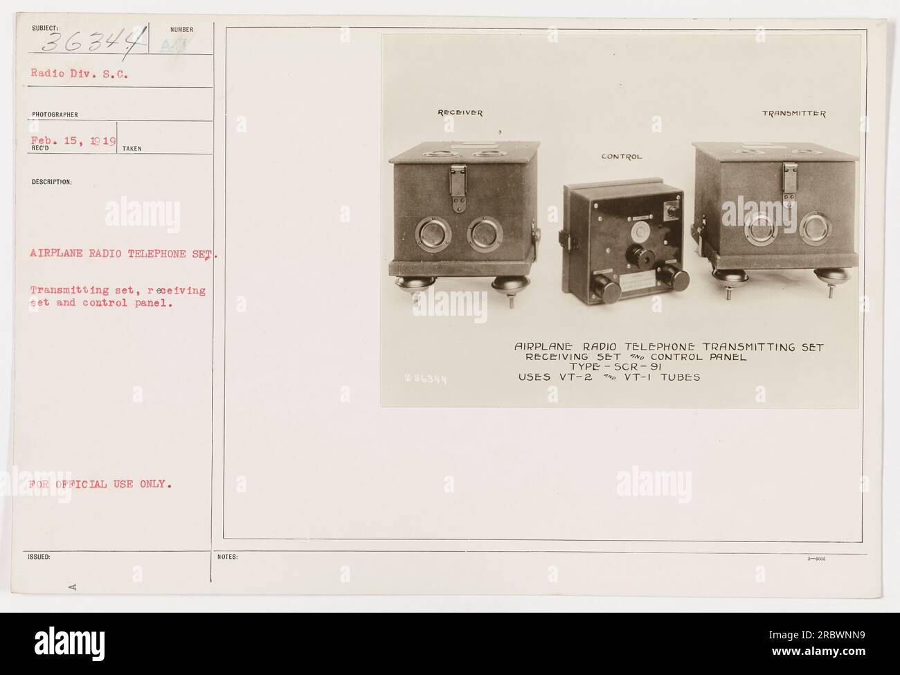 In this photograph taken on February 15, 1919, we see a radio telephone ...