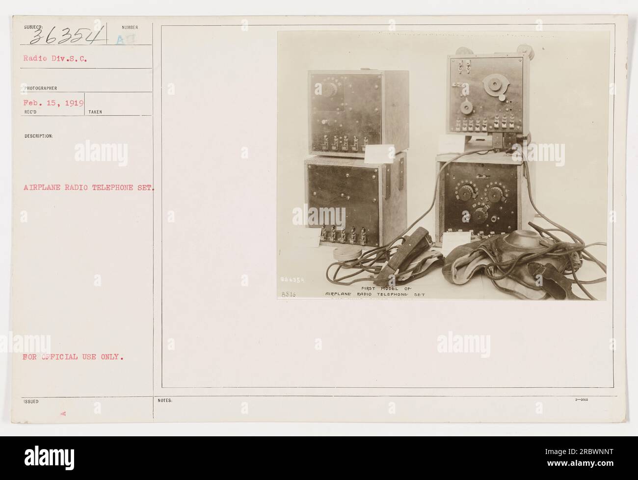In this photograph from Feb. 15, 1919, we see an airplane radio ...