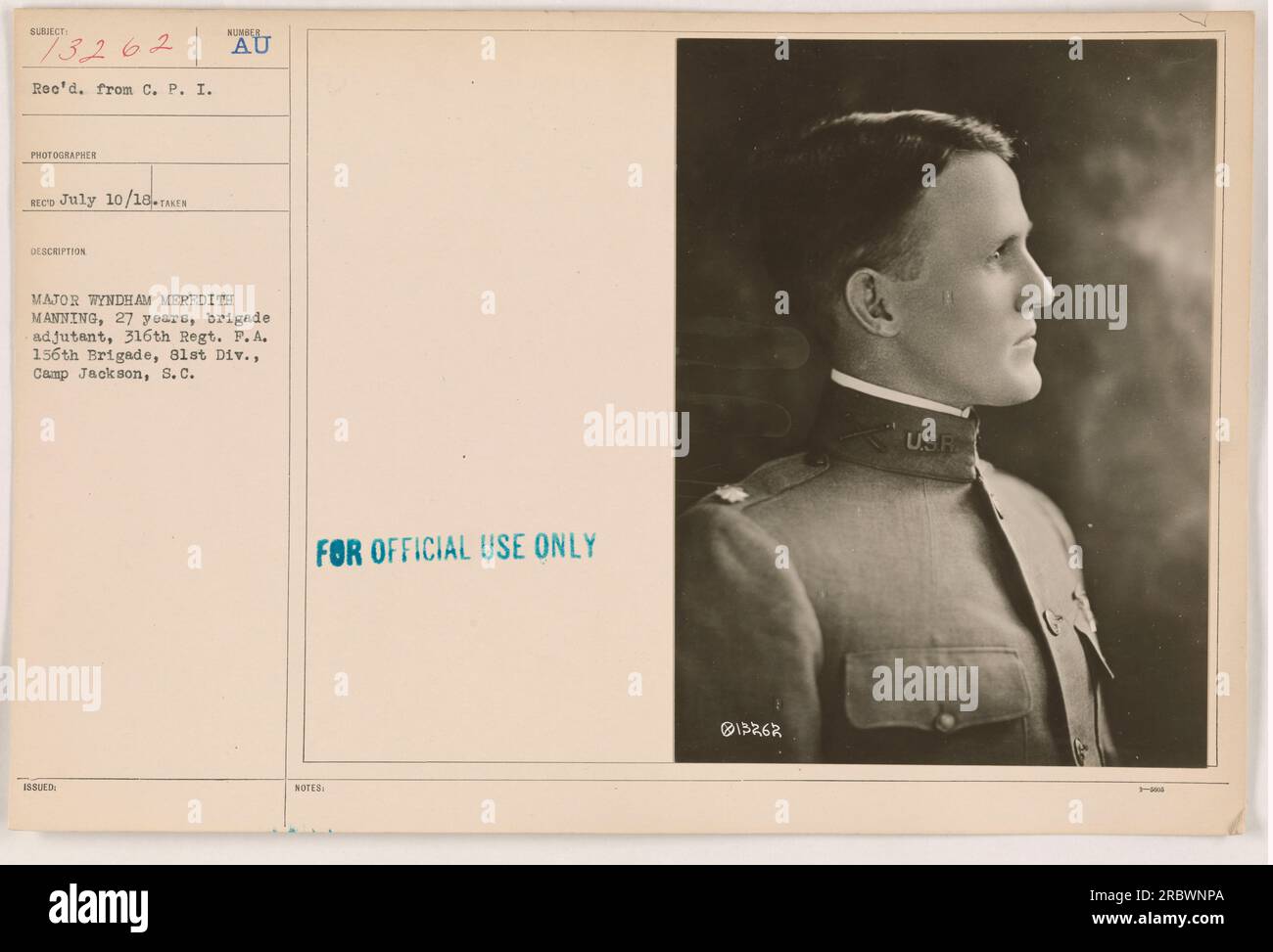 Major Wyndham Meredith Manning, 27, serving as the brigade adjutant for ...