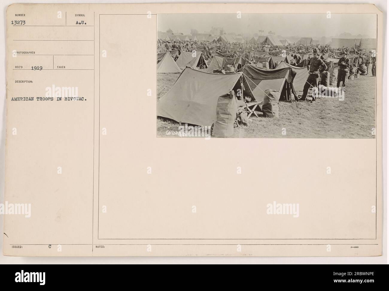 American troops camping in a bivouac during World War I. The photo ...