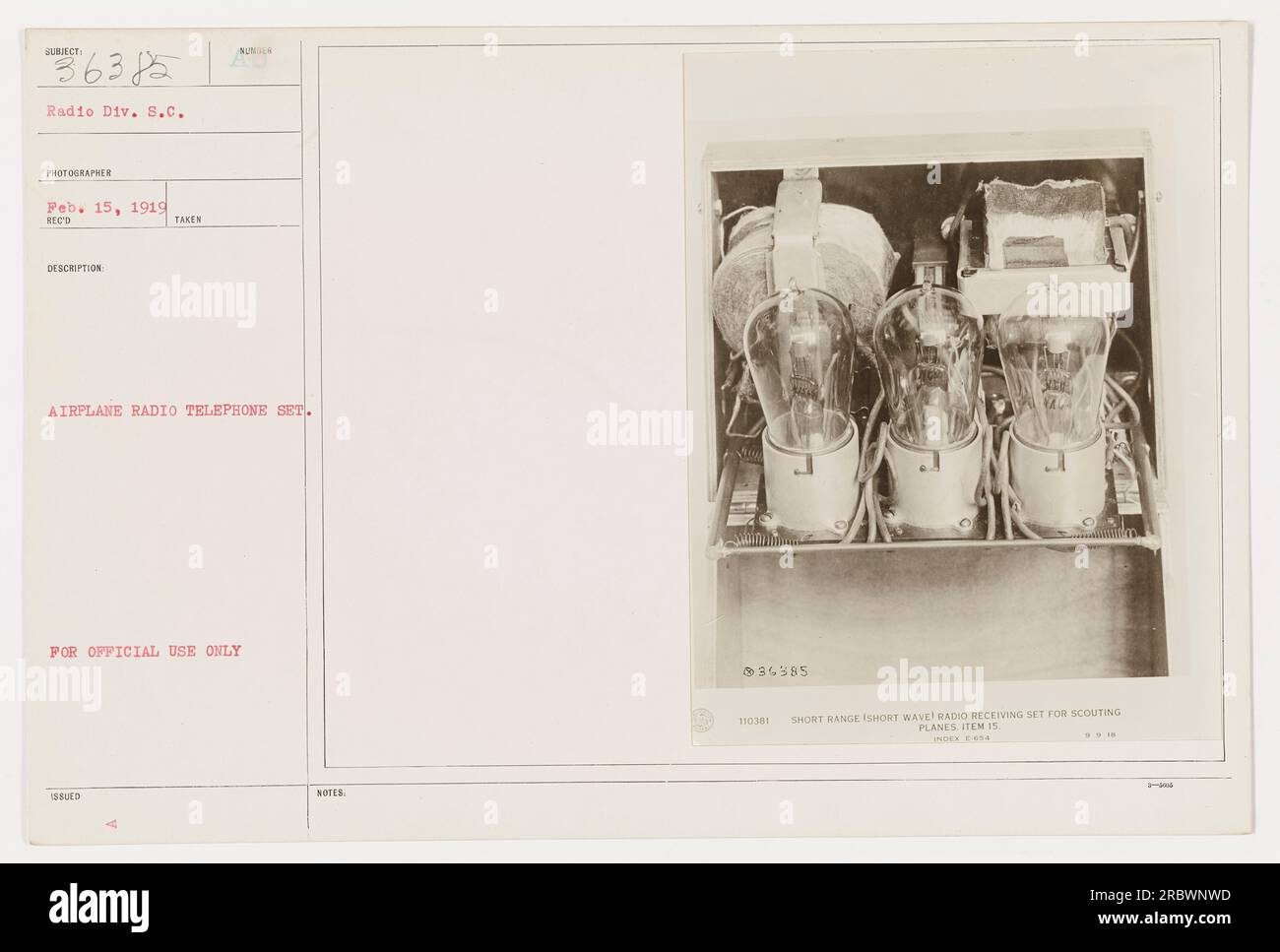 A photograph taken on February 15, 1919, showing the Munier Airplane ...